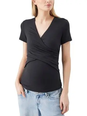 RIPE MATERNITY Luxe Knit Embrace Nursing Tee - Black