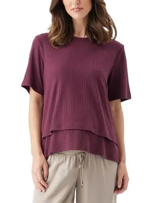 RIPE MATERNITY Mike Rib Nursing Top - Maroon