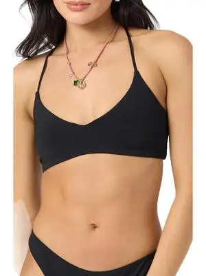 O'Neill Saltwater Solids Huntington Lace-Up Bikini Top Black