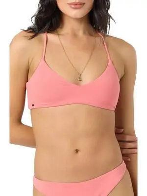 O'Neill Saltwater Solids Huntington Lace-up Bikini Top - Shell Pink