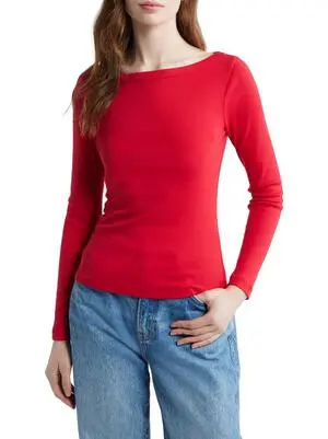 Madewell 90s Compact Cotton Boatneck T-shirt - Cherry