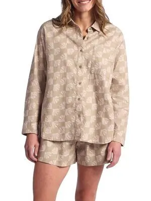 FREE FLY Sullivan Button-Up Shirt Sea Scallop Print Desert Tan