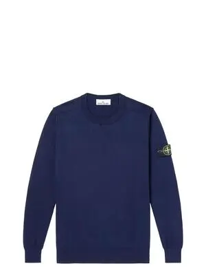 Stone Island Logo-Appliquéd Cotton Sweater Navy
