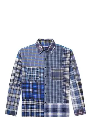 Needles Patchwork Checked Cotton-flannel Shirt - Blue