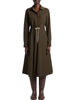 Moncler Long Sleeve Poplin Shirt Dress - Green