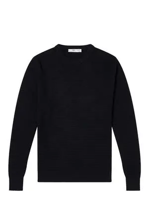 Inis Meáin Caoladóir Basketweave Cotton And Cashmere-blend Sweater - Black