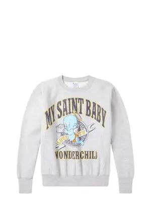 SAINT MXXXXXX Printed Cotton-blend Jersey Sweatshirt - Gray