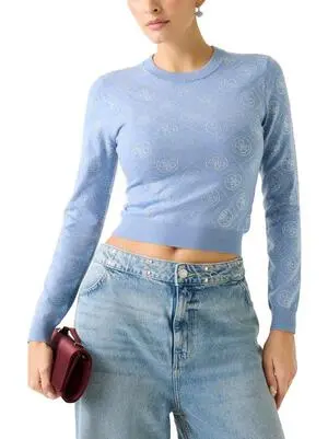 Guess Rhinestone Embellished Sweater Light Blue