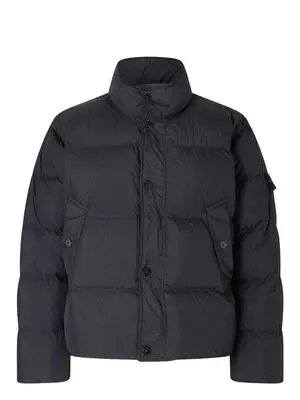 Stone Island Logo-Appliquéd Quilted Crinkle Reps Down Jacket Black
