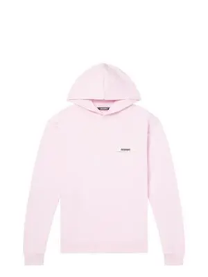 Jacquemus Logo-appliquéd Cotton-jersey Hoodie - Pink