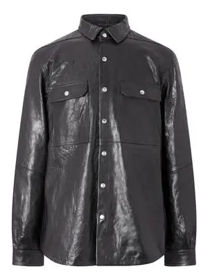 Rick Owens Textured Leather Overshirt - Black