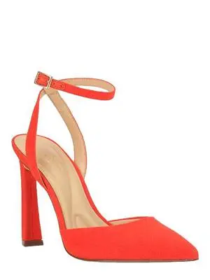 Jessica Simpson Ocanna Ankle Strap Pointed Toe Pumps - Poppy Papaya