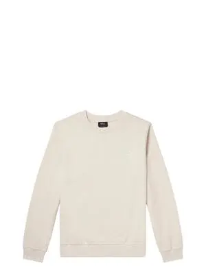 A.p.c. Logo-embroidered Cotton-blend Jersey Sweatshirt - Neutrals