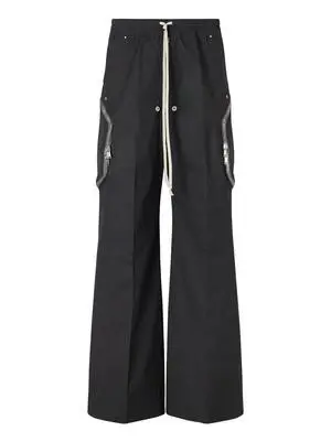 Rick Owens Heizer Belas Wide-leg Cotton-blend Cargo Trousers - Black