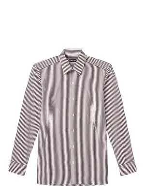 TOM FORD Slim-fit Striped Cotton-poplin Shirt - Brown