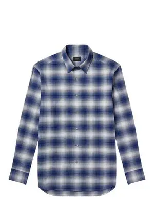 BRIONI Brioni - Checked Cotton-Flannel Shirt - Men - Blue - S