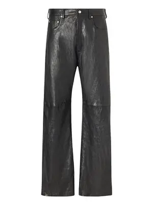 Rick Owens Geth Wide-leg Full-grain Leather Trousers - Black