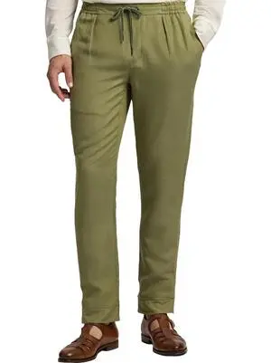Ralph Lauren Purple Label Dorset Silk And Linen Drawstring Pants - Fern Green