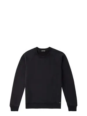 TOM FORD Logo-appliquéd Garment-dyed Cotton-jersey Sweatshirt - Black