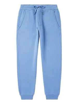 TOM FORD Tapered Cotton-jersey Sweatpants - Blue