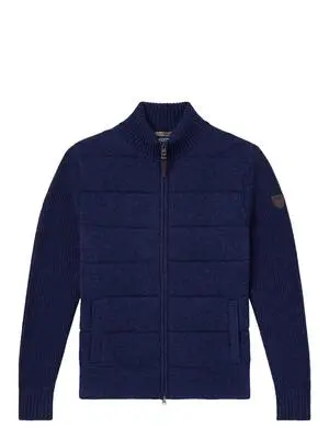 Polo Ralph Lauren Quilted Padded Wool And Cashmere-blend Zip-up Cardigan - Blue