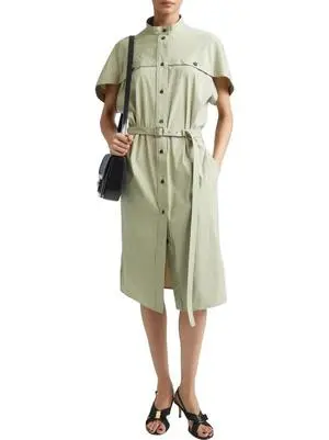 FERRAGAMO Stretch Poplin Shirt Dress - Burnt Sage