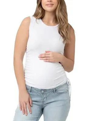 RIPE MATERNITY Ruched Rib Tank - White