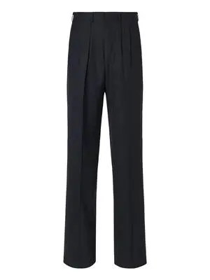 TOM FORD Straight-leg Pleated Striped Wool Trousers - Black