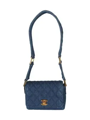 CHANEL Chanel Vintage Quilted Denim Mini Flap Bag