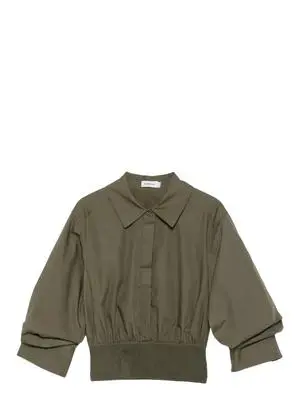 Simkhai Gathered-sleeve Cropped Shirt - Green