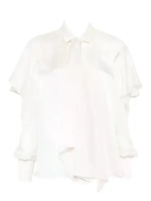 Sacai Pussy-bow Collar Shirt - Neutrals