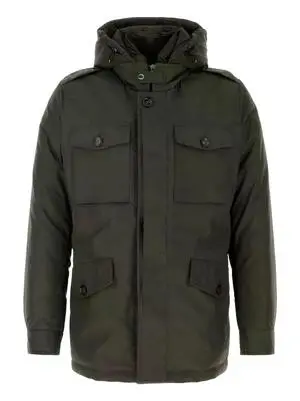 MOORER Buttoned Hooded Jacket - Green