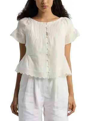 Posse Grace Pleated Blouse - White
