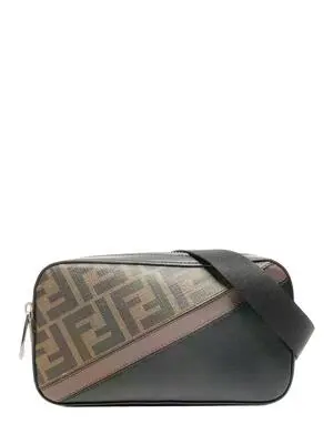 Fendi Zucca Diagonal Shoulder Bag - Black