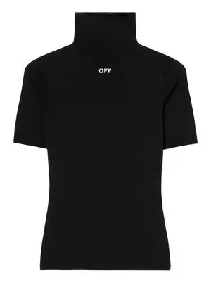 Off-White Short-sleeve Turtleneck Top - Black