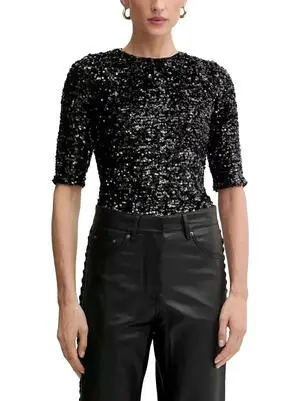 Bardot Sequin-embellished Top - Black