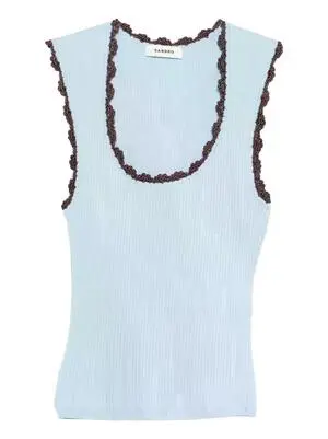 Sandro Crochet-trim Top - Blue