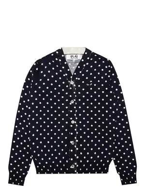 Play Comme Des Garcon Polka Dot Cardigan With Heart Applique - Black