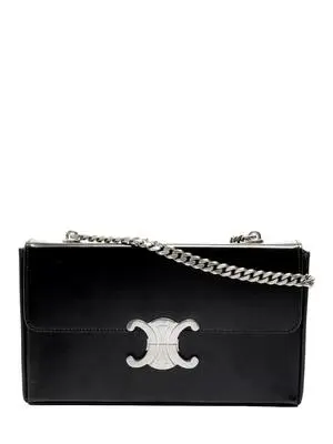 Celine Triomphe-embellishment Crossbody Bag - Black