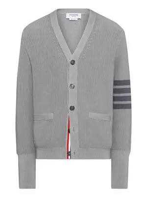 Thom Browne Cardigan With 4-bar Stripe - Grey