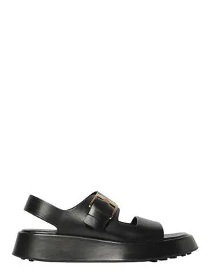 TOD'S Leather Slingback Sandals With Platform Sole - Black