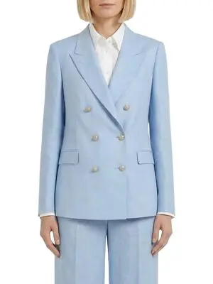 Tagliatore Tagliatore Double Breasted Blazer In Virgin Wool Blend Blue