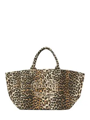 GANNI Printed Tote Bag - Brown