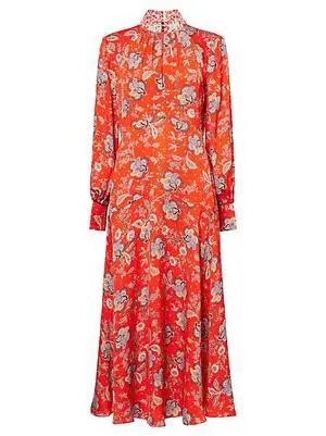 ME+EM Paisley-print Woven Midi Dress - Orange Multi
