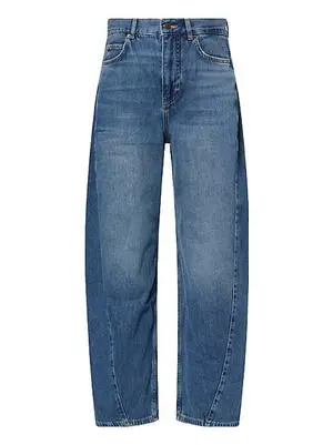 ME+EM Barrel-leg Mid-rise Denim Jeans - Mid Blue Wash