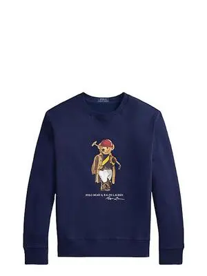 Polo Ralph Lauren Crewneck Bear-print Cotton-jersey Sweatshirt - Newport Navy Bear