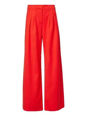 ME+EM Wide-leg Wool Trousers - Poppy Red