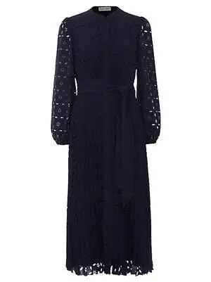 PHASE EIGHT Marina Cut-out Pleated Woven Midi Dress - Navy