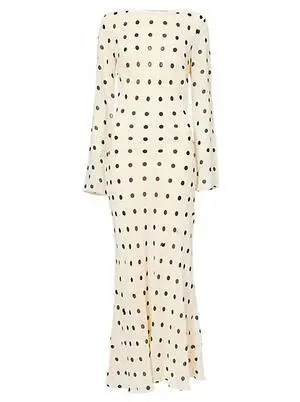 REFORMATION Esra Polka-dot Woven Midi Dress - Sundae Dot