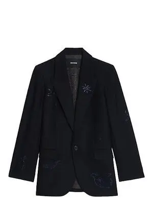 Zadig&Voltaire Rhinestone-embellished Stretch-woven Blazer - Marine